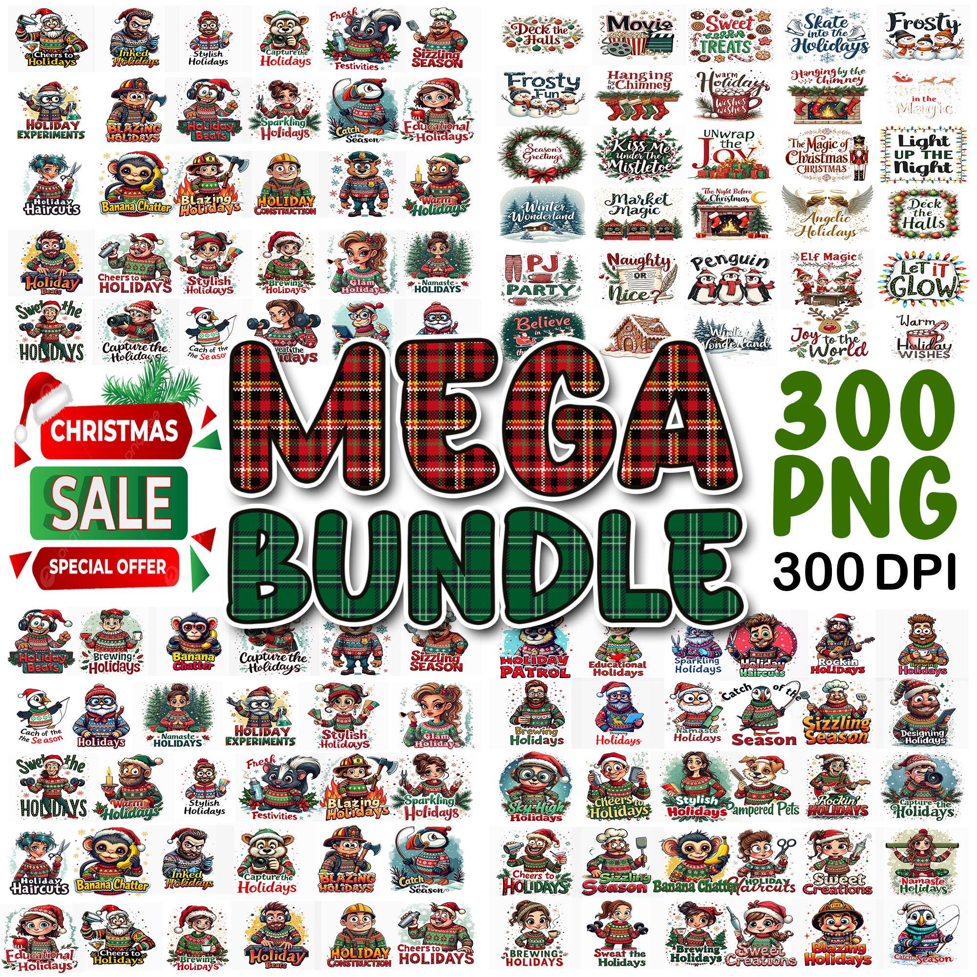 300 Festive Holiday PNG Characters - Perfect for Christmas Crafts, 300 ...