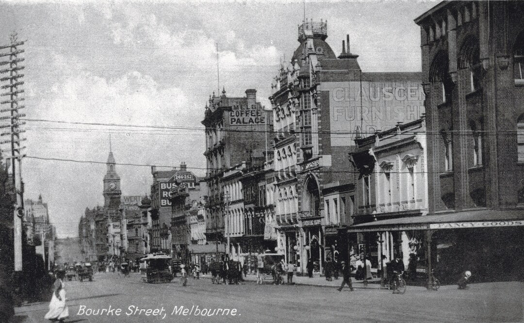 Bourke Street, Melbourne, 1900's, Victoria, Vintage Print, Australia ...