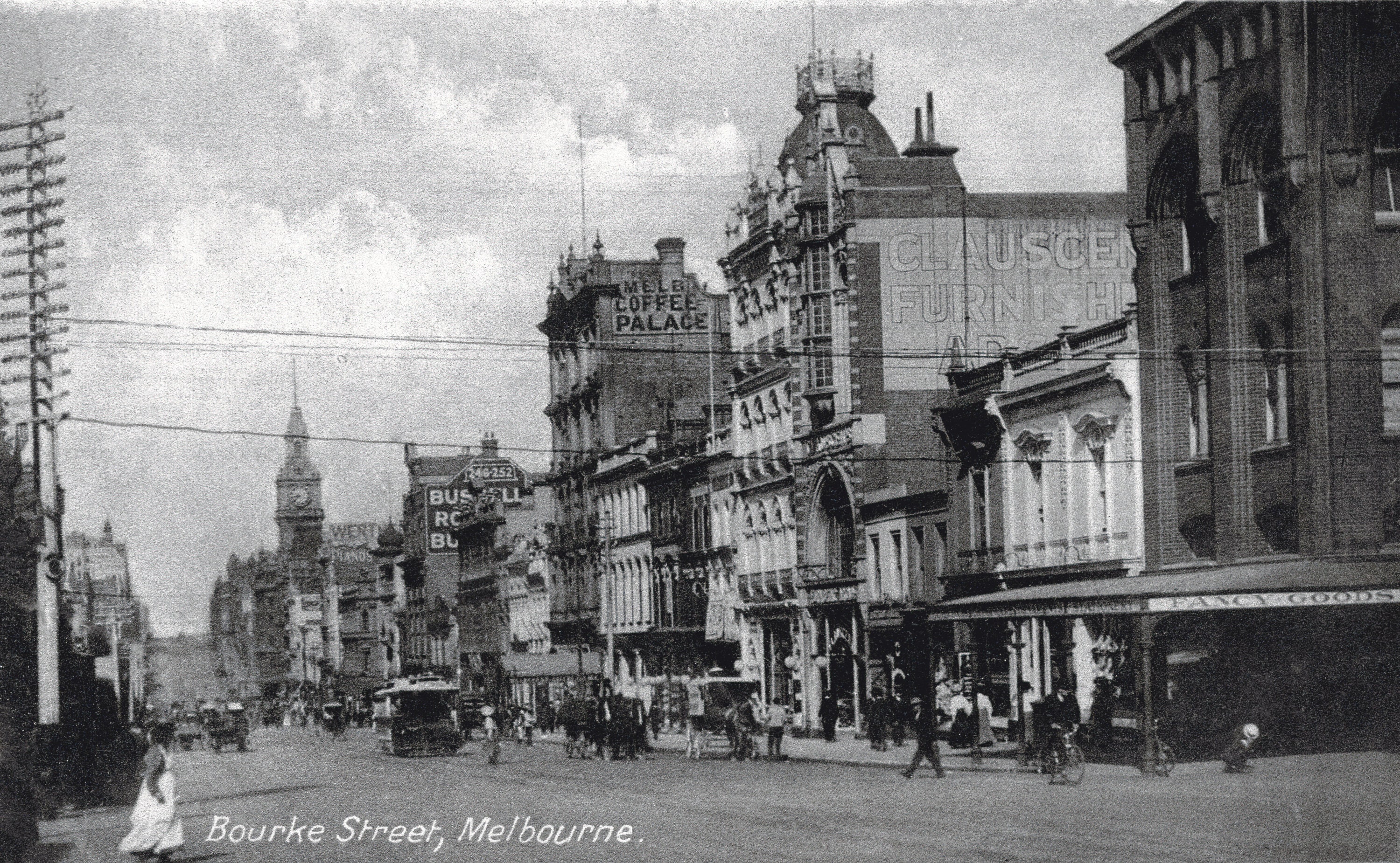 Bourke Street, Melbourne, 1900's, Victoria, Vintage Print, Australia ...