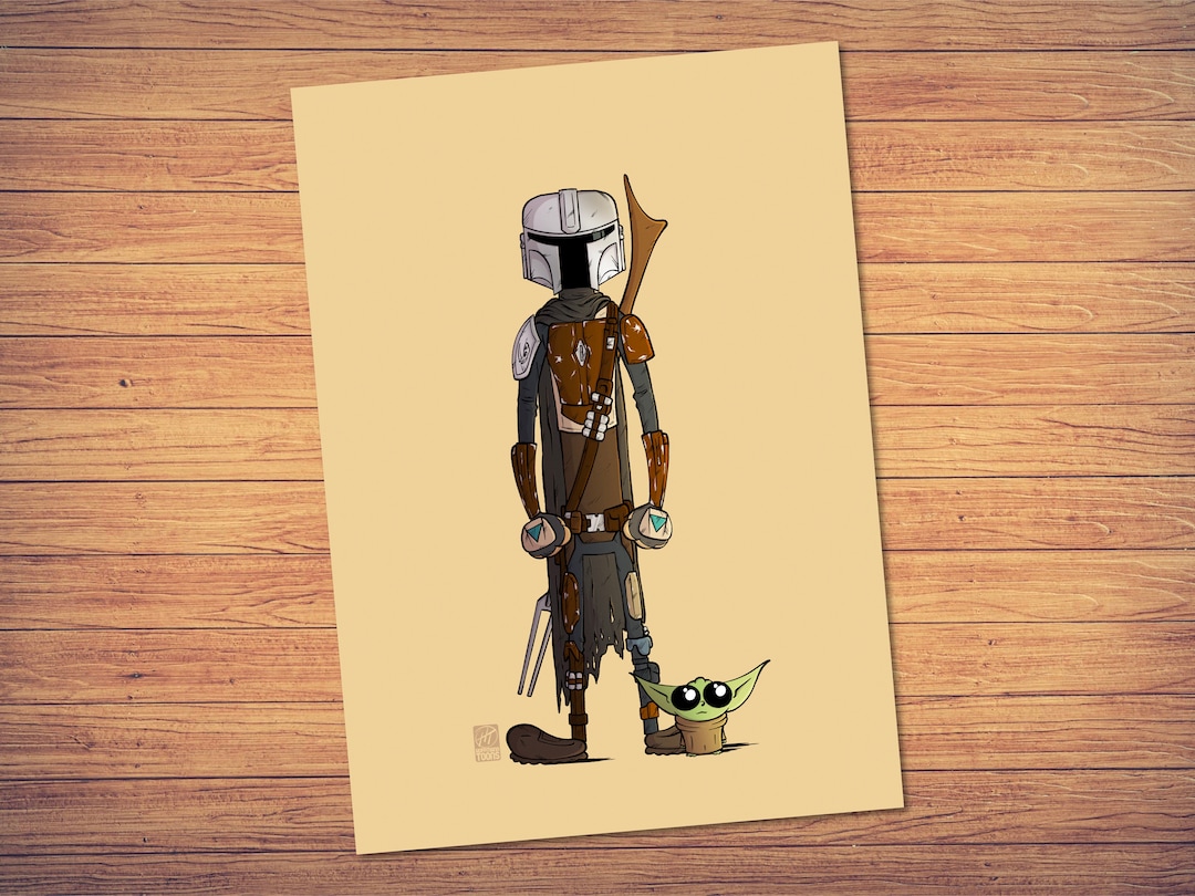Star Wars the Mandalorian and Grogu Art Print | Mando Fanart - Etsy