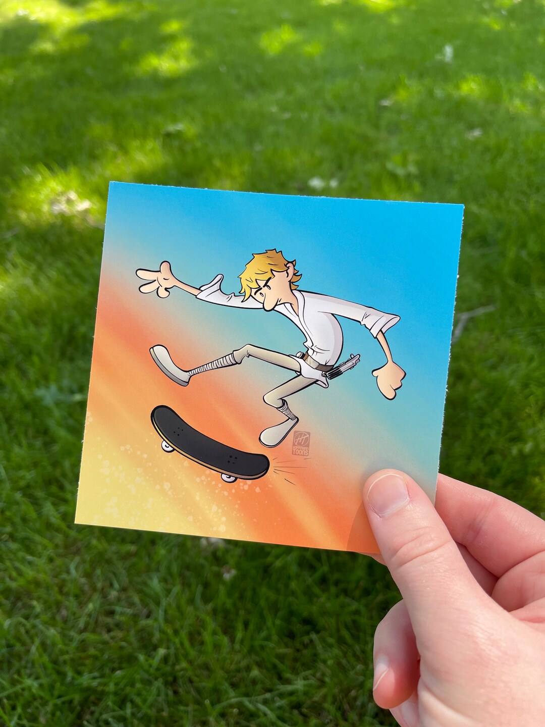 Luke Skywalker Skateboard Art Print Star Wars Illustrated Poster - Etsy