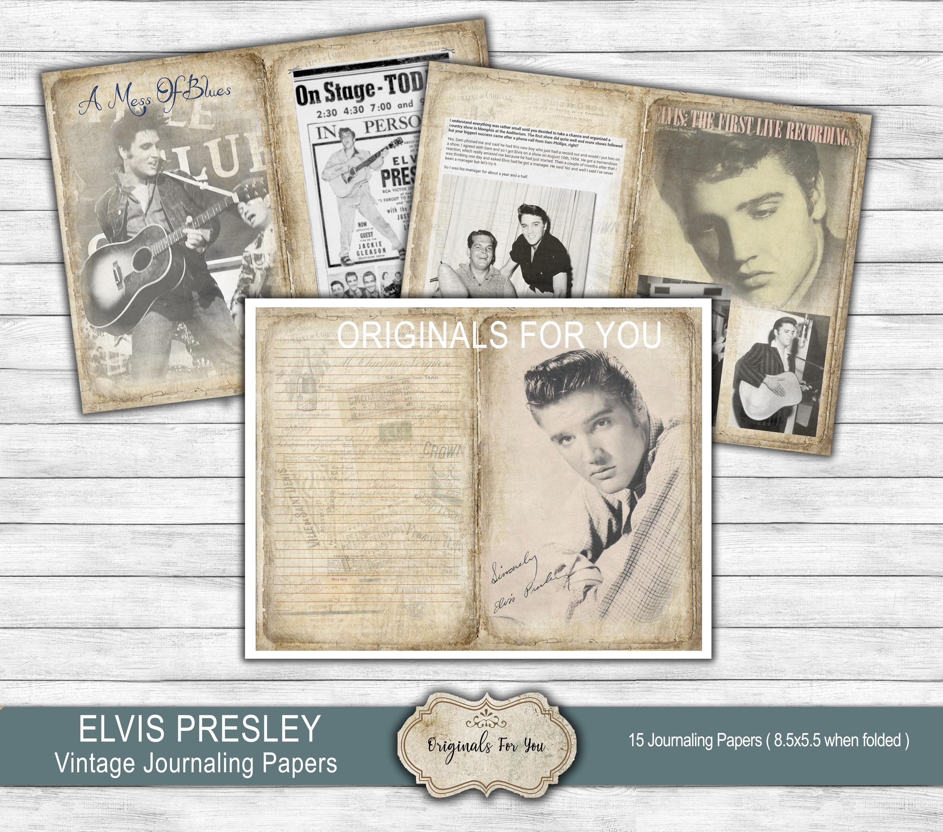 ELVIS PRESLEY Junk Journal Papers, Shabby, Elvis, Vintage, Printable ...