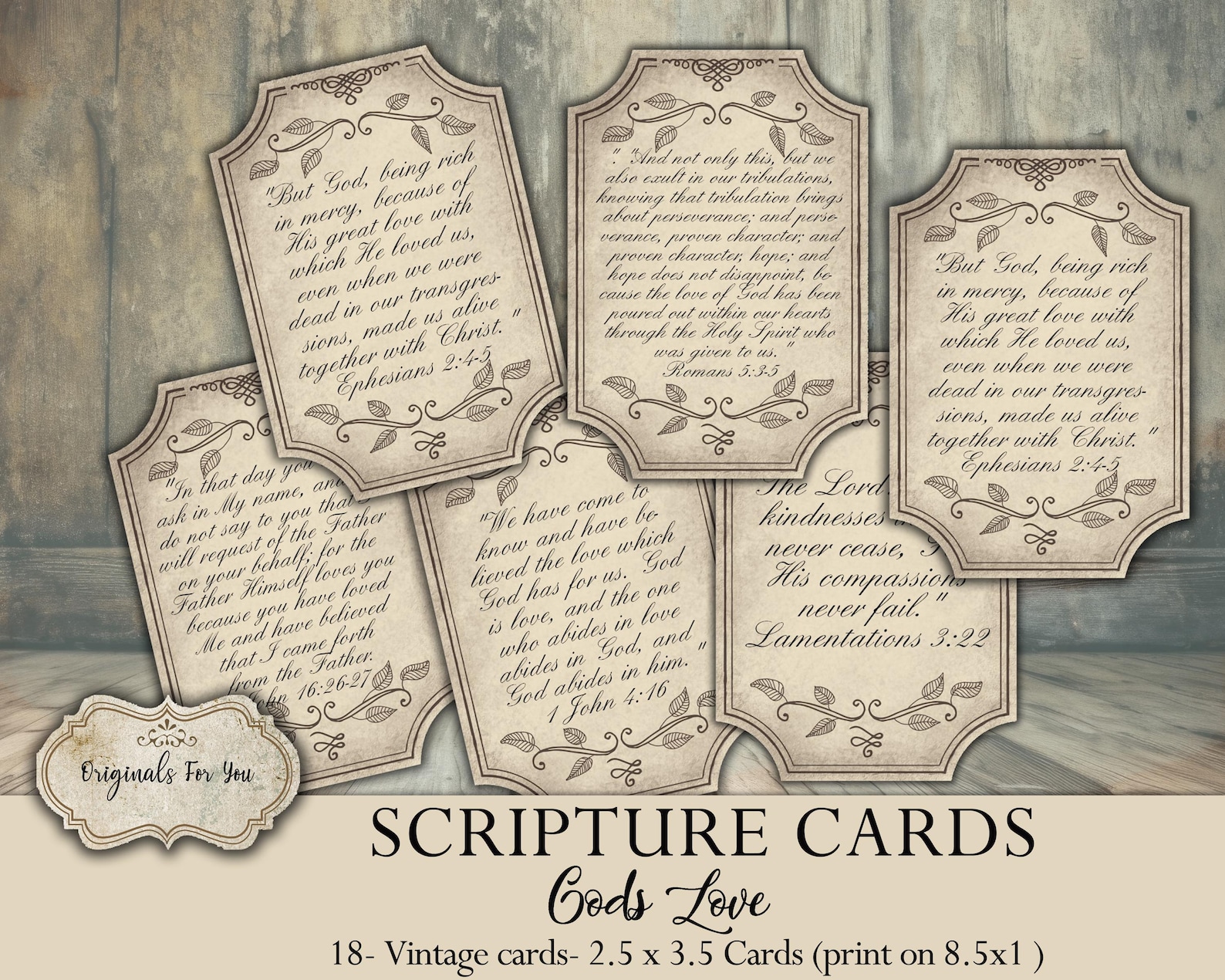 VINTAGE Christian Printable Scripture CARDS, "godslove" Junk Journal ...