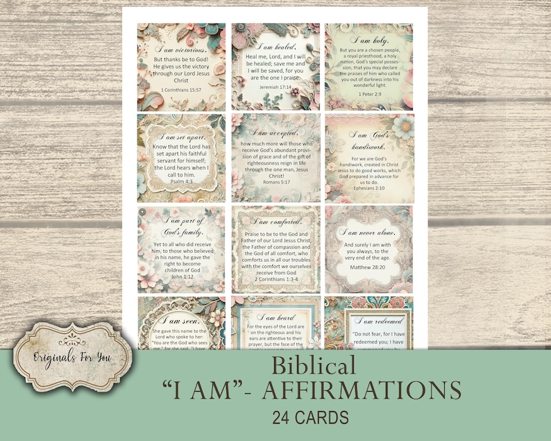 Biblical "i Am" AFFIRMATIONS - Printable Bible Verse Cards, Collage ...