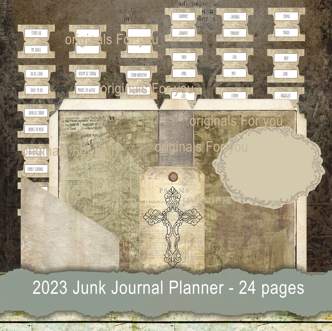Junk Journal Planner Printable Kit, Calendar, Shabby, Junk Journal ...