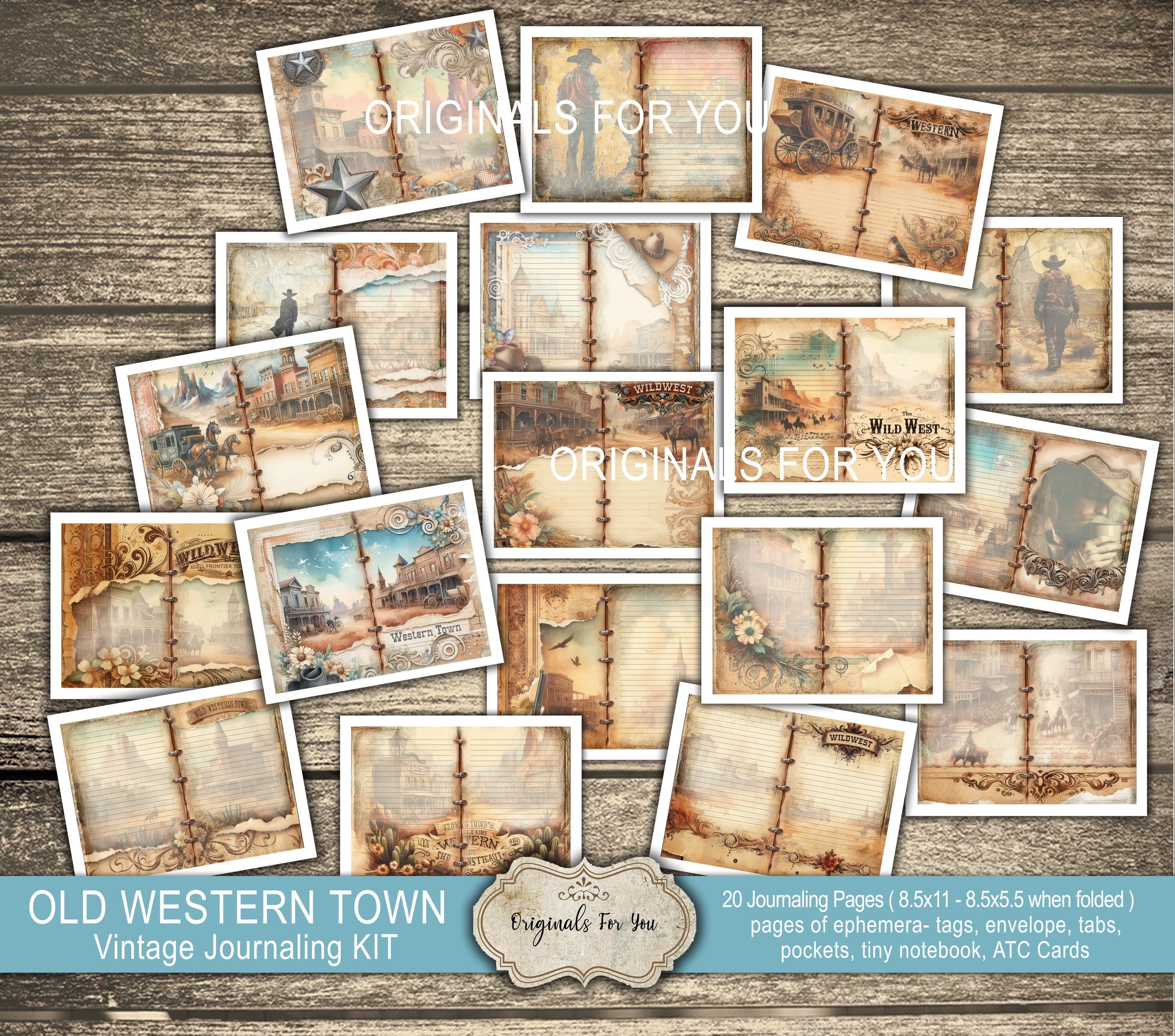 OLD WESTERN TOWNS Vintage Journaling Kit, Equestrian, Cowboy Ephemera ...