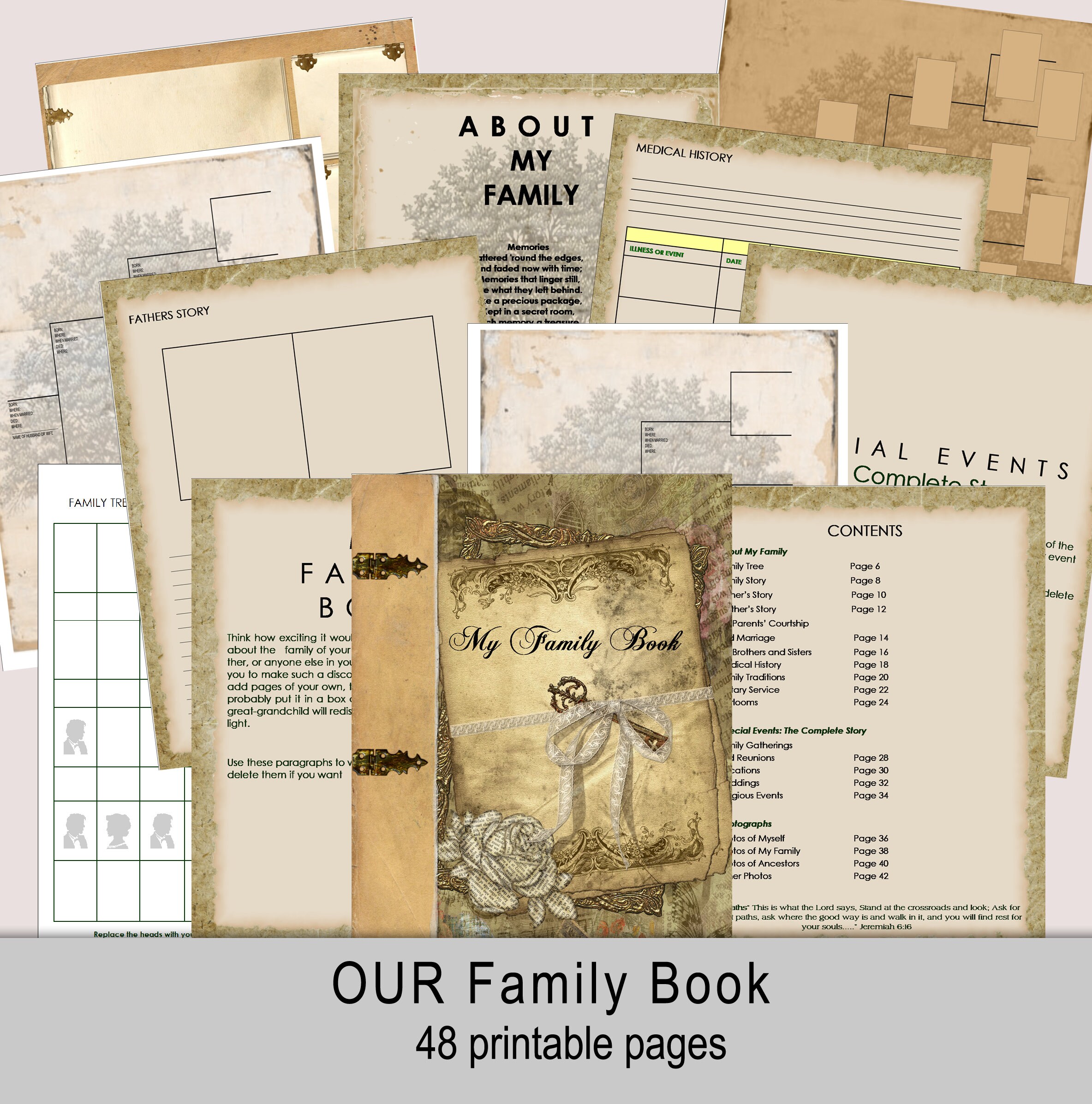 MY FAMILY Book-heritage Book, Family Tree - Etsy