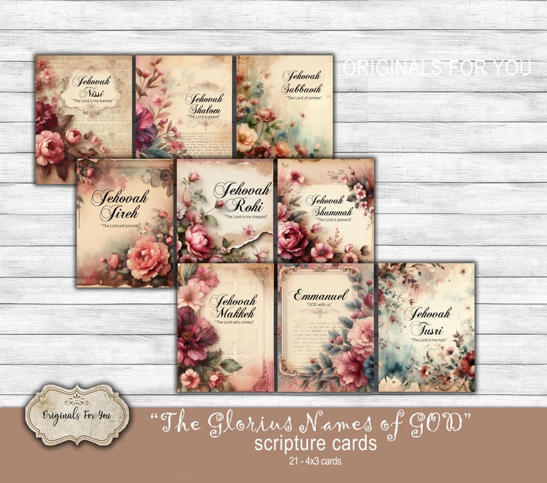 The Glorious Wonderful Names of God-christian Printable Scripture CARDS ...