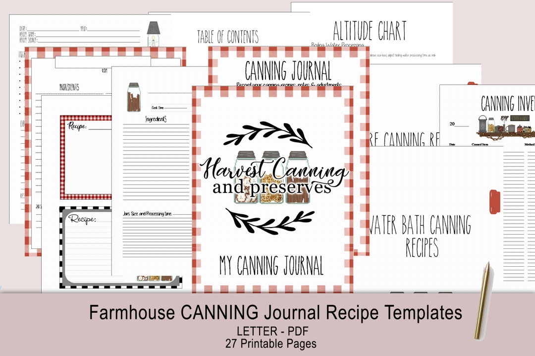 Farmhouse CANNING Journal Recipe Template Download. 8.5 X 11 Large - Etsy
