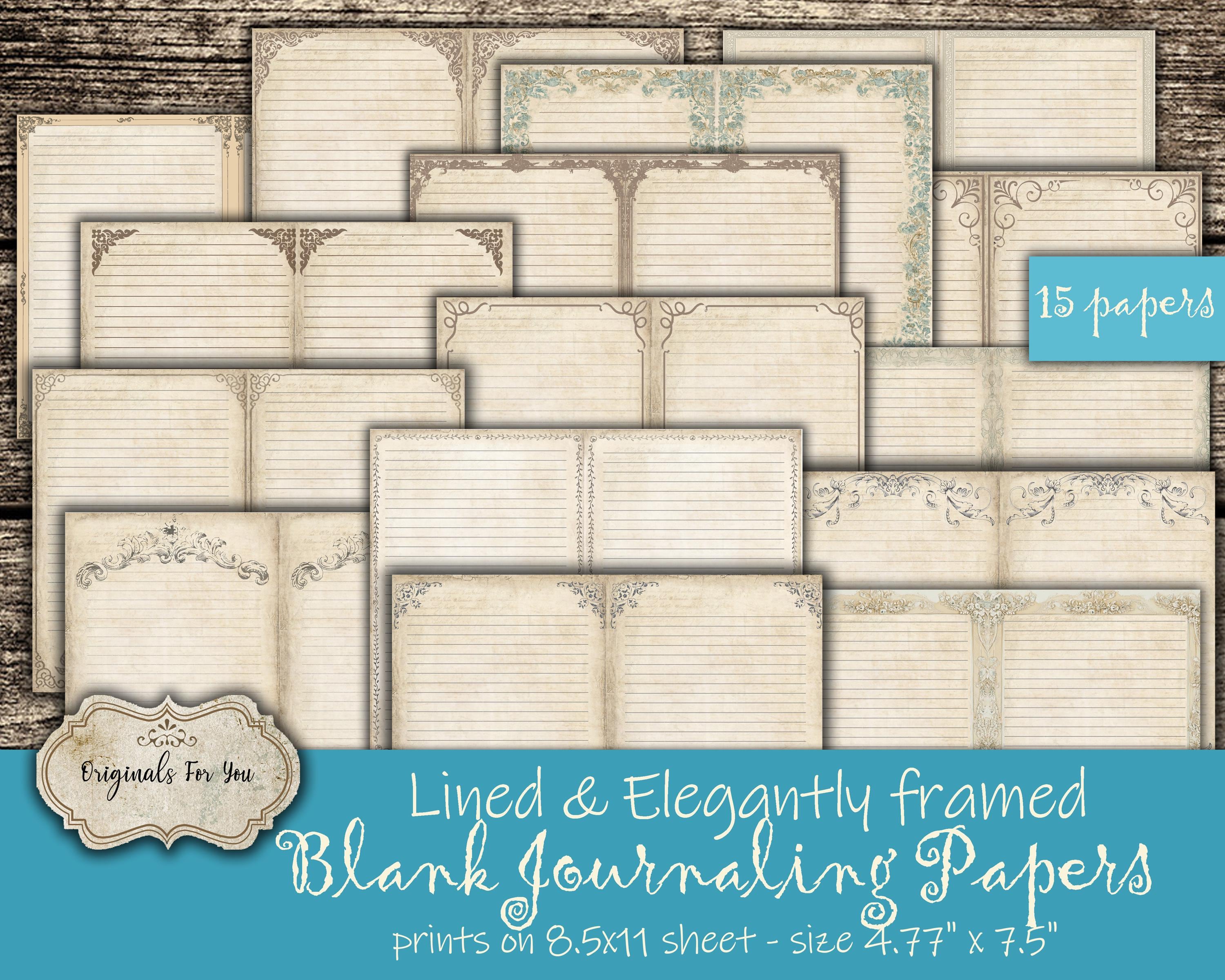 LINED & ELEGANTLY FRAMED Blank Journaling Papers, Journal Pages ...