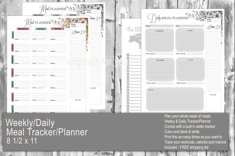 Meal Planner Printable, Weekly Food Diary, Meal Tracker, Food Journal ...