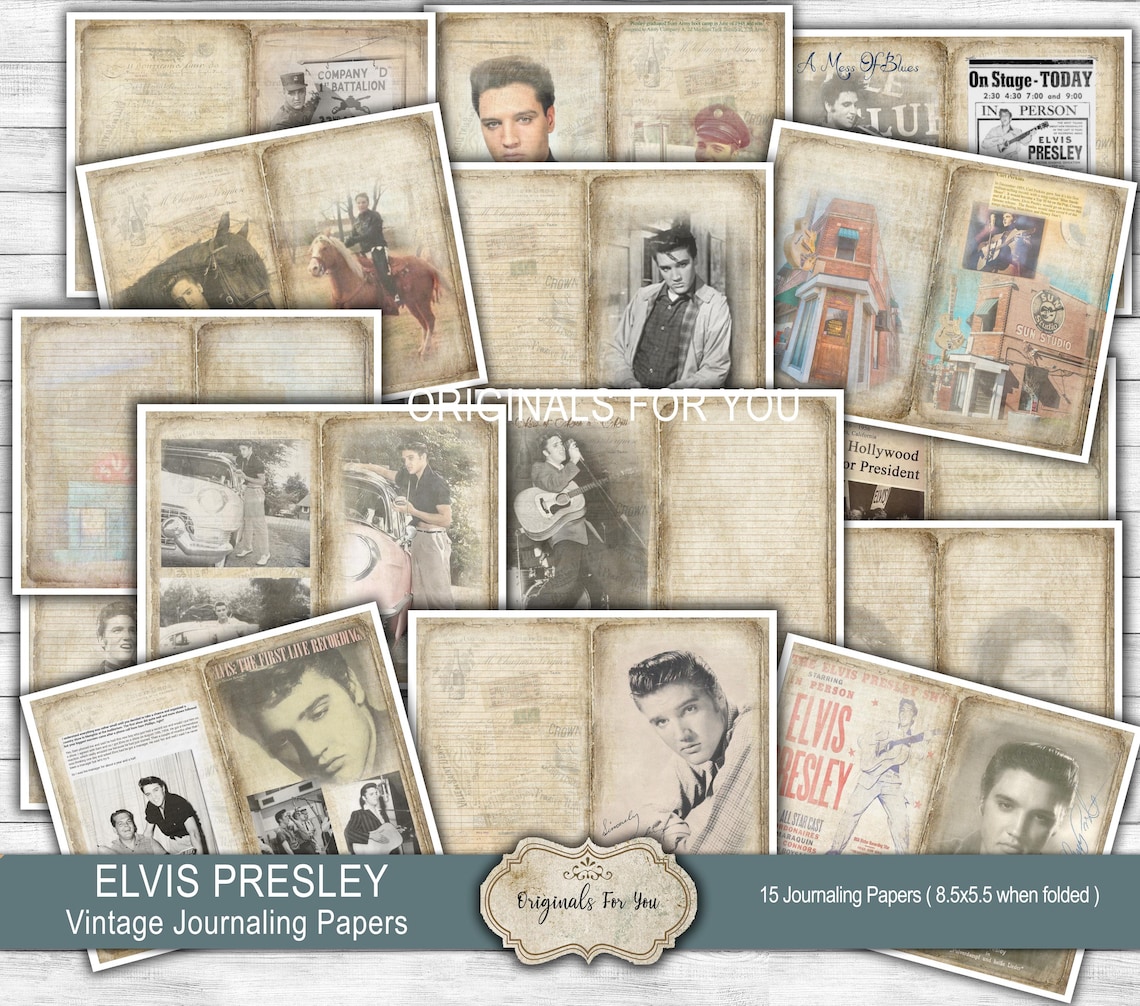ELVIS PRESLEY Junk Journal Papers, Shabby, Elvis, Vintage, Printable ...