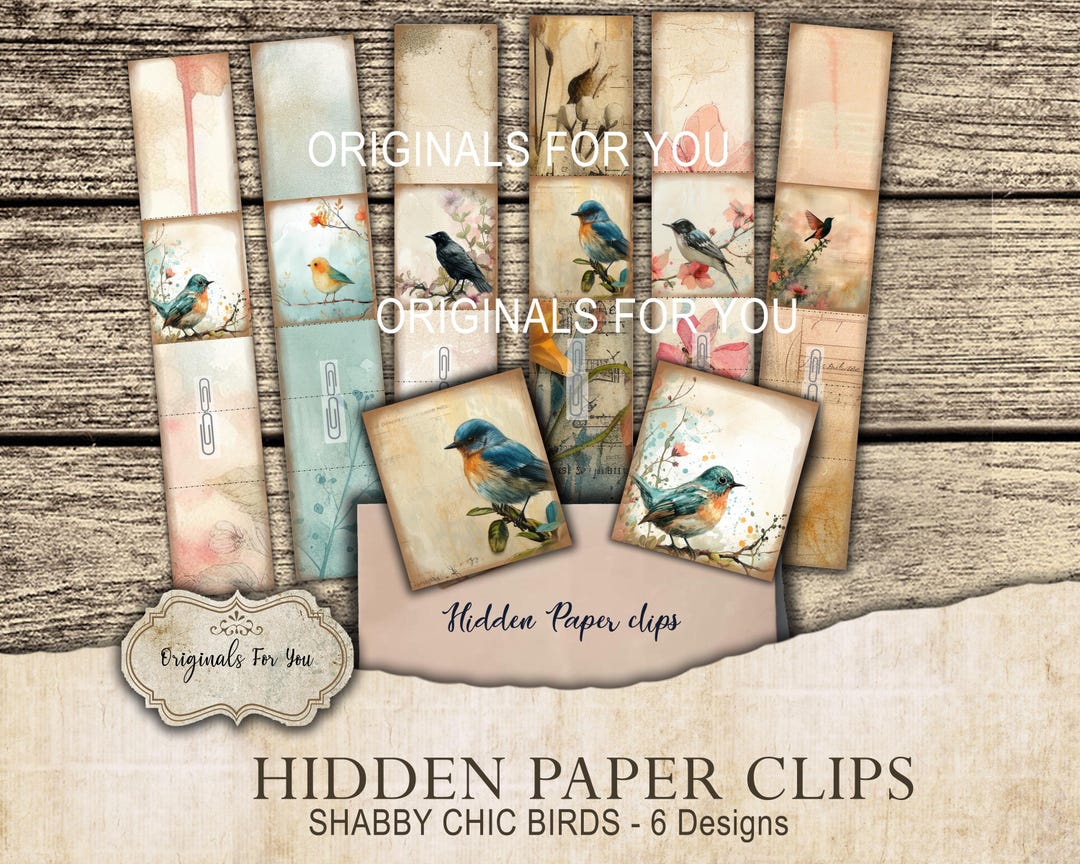 HIDDEN PAPER CLIPS for Junk Journals, Papers and Books, "shabby Chic ...