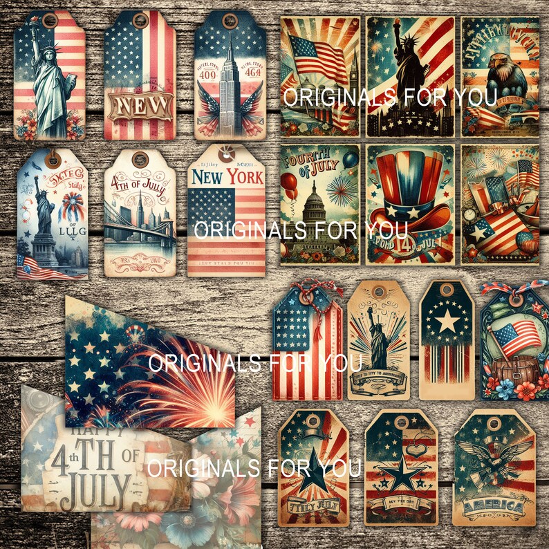 The 4th of July Vintage Journaling Kit, Independence Day, Junk Journal ...