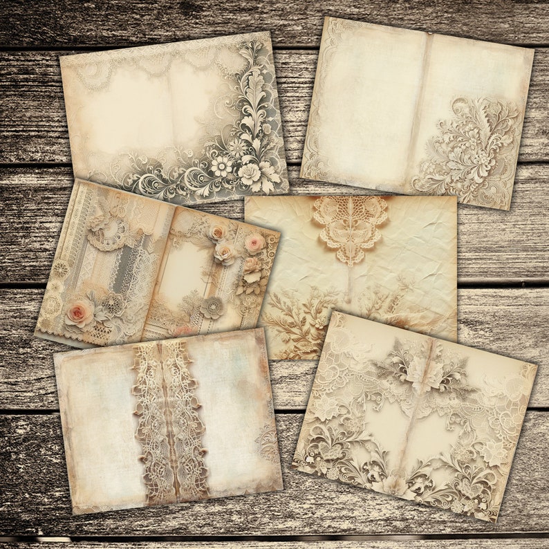 Vintage Antique Lace Digital Junk Journal Papers, Lace Background, Lace ...