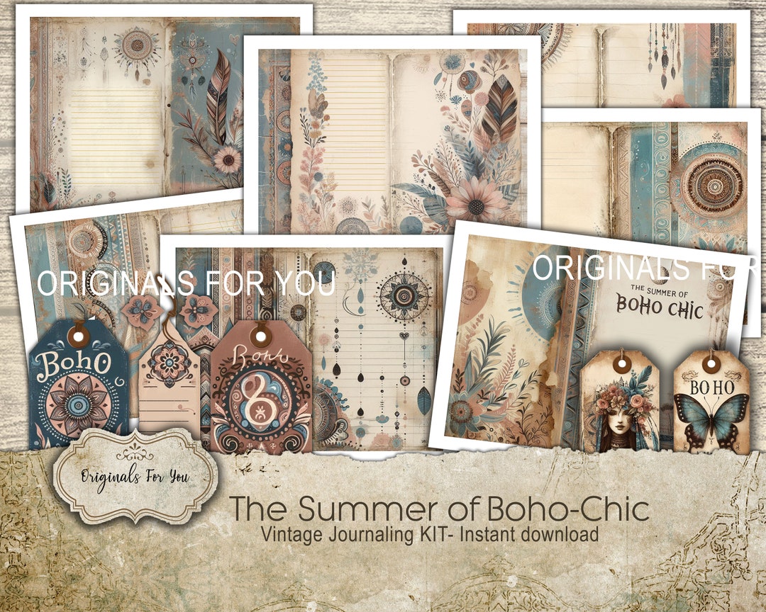 The Summer of Boho-chic Journaling Kit, Boho, Junk Journal ...