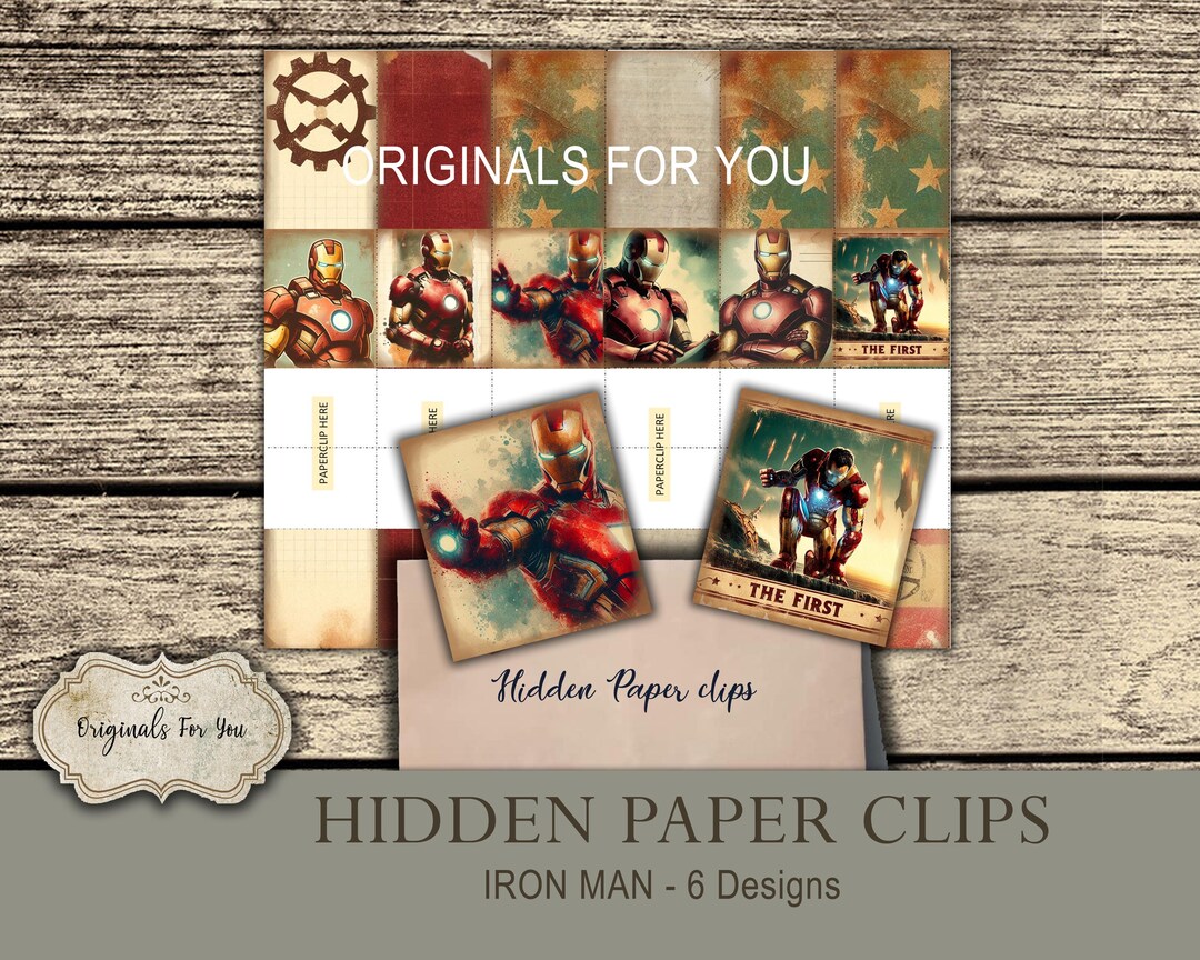 HIDDEN PAPER CLIPS for Junk Journals, Papers and Books, "iron Man" Use ...