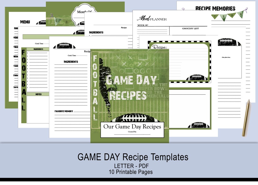 GAME DAY - Recipe Template for Your Favorite Tried and Game Day Recipes ...