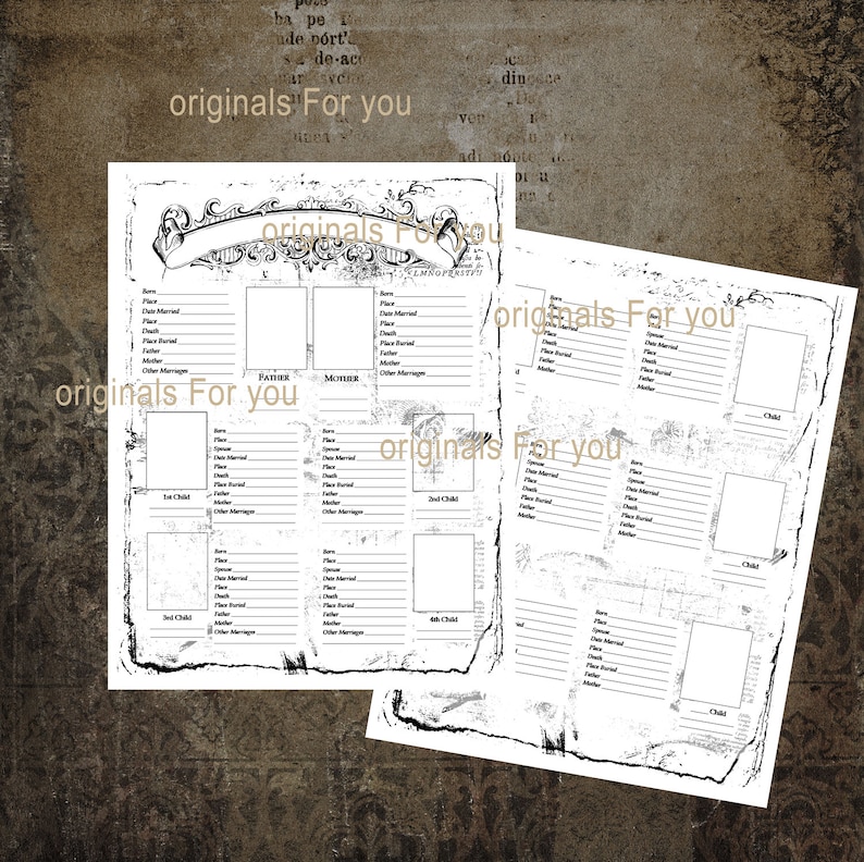 Family Tree Download Print Black and White Junk Journal, Family Tree ...