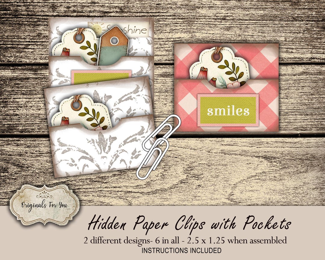 Hidden PAPER CLIPS With POCKETS for Junk Journals, Papers and Books ...
