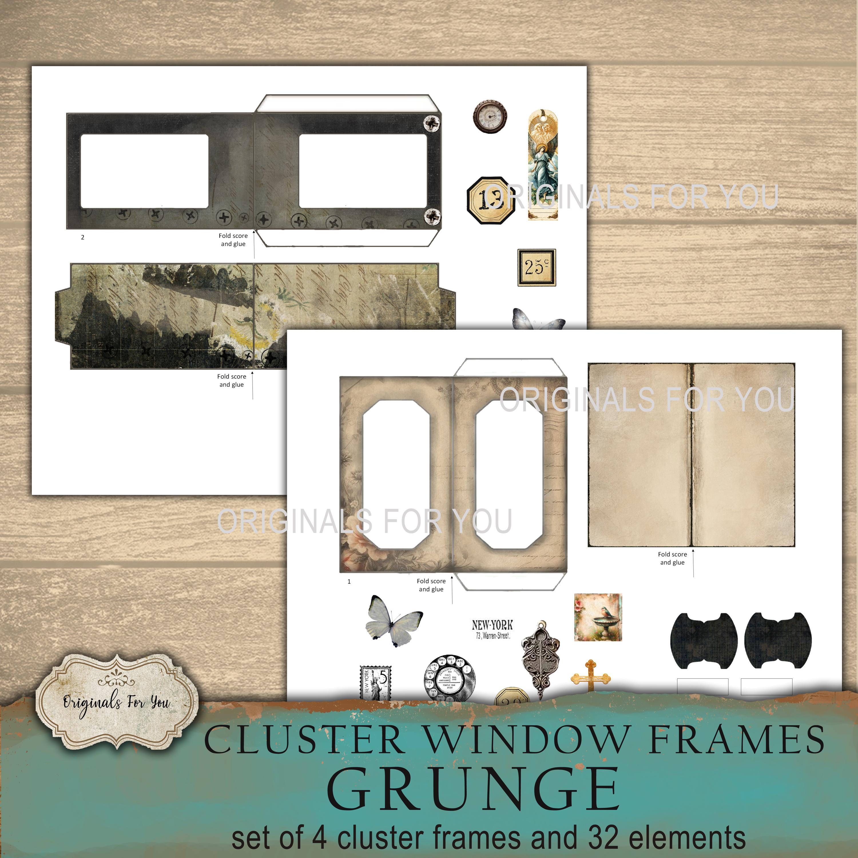 GRUNGE Cluster WINDOW Frames, Including the Card Inserts —vintage ...