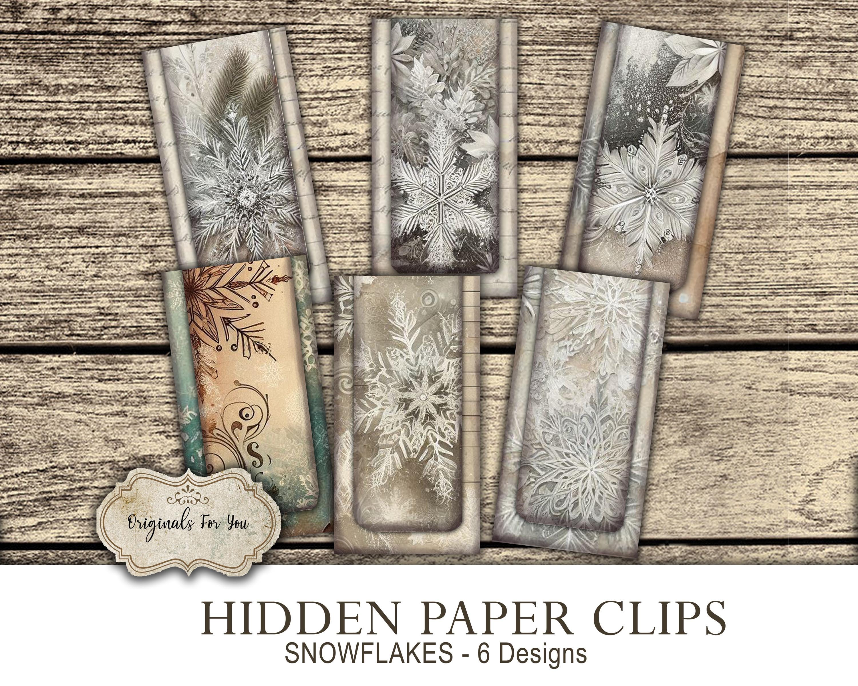 Snowflakes, HIDDEN PAPER CLIPS for Junk Journals, Shabby Chic, Papers ...
