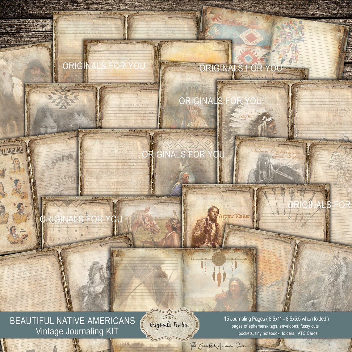 BEAUTIFUL Native American Indians Vintage Journaling Kit, Indians ...