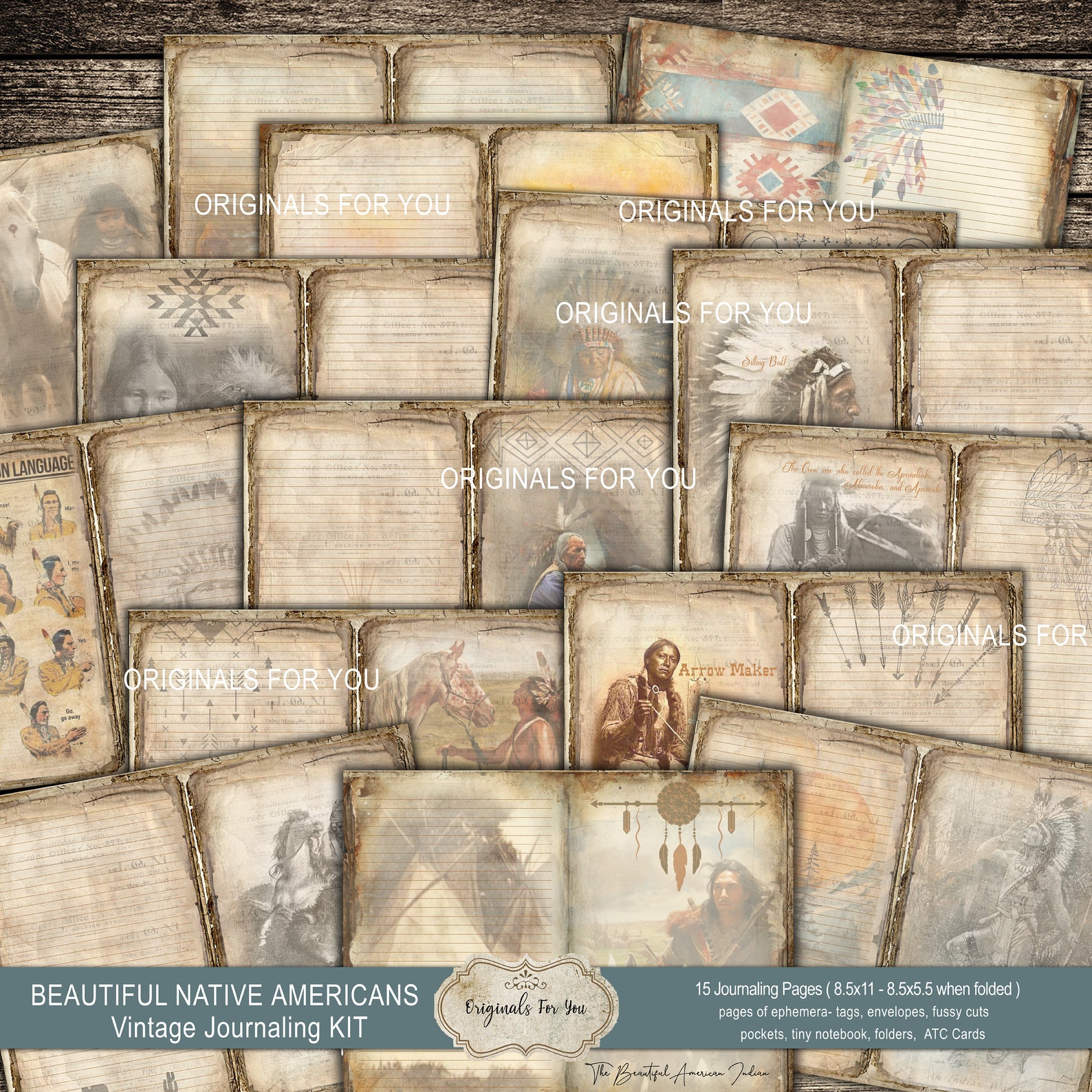 BEAUTIFUL Native American Indians Vintage Journaling Kit, Indians ...