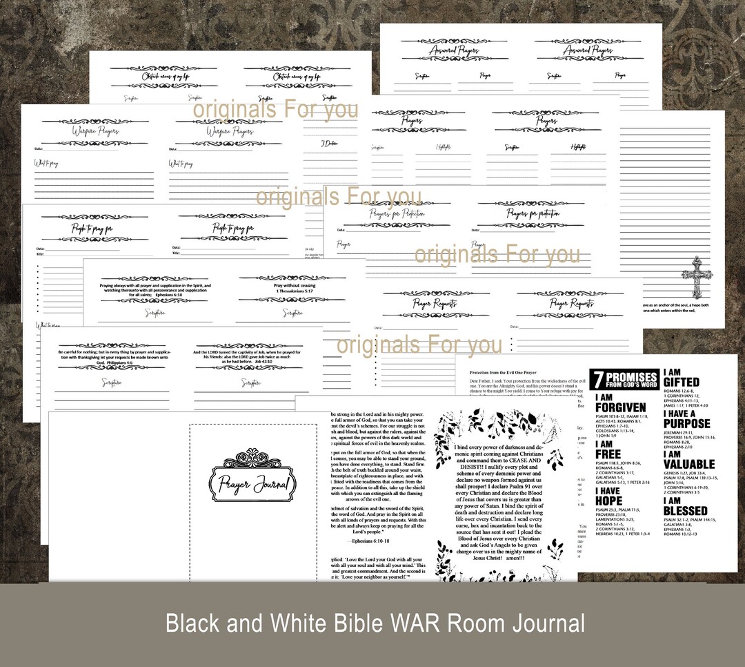 Christian WAR ROOM Planner, Black and White - Prayer Journal, Christian ...