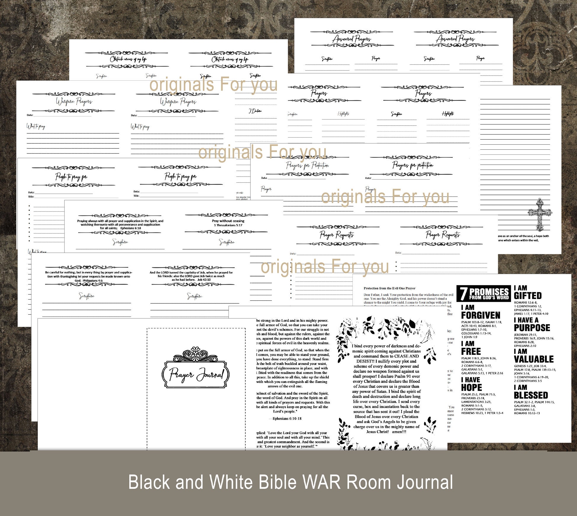 Christian WAR ROOM Planner, Black and White - Prayer Journal, Christian ...