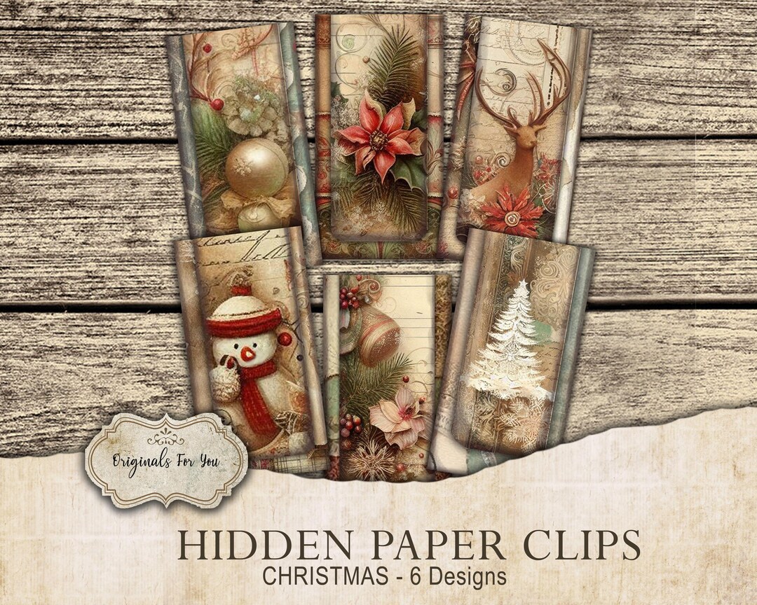 HIDDEN PAPER CLIPS for Junk Journals, Papers and Books, "christmas" Use ...
