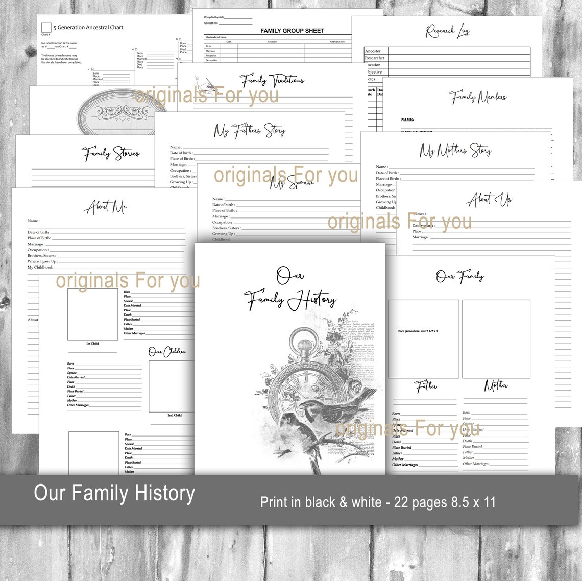 Family History, Black & White, Story, Family Tree, Kit, Scrapbook ...