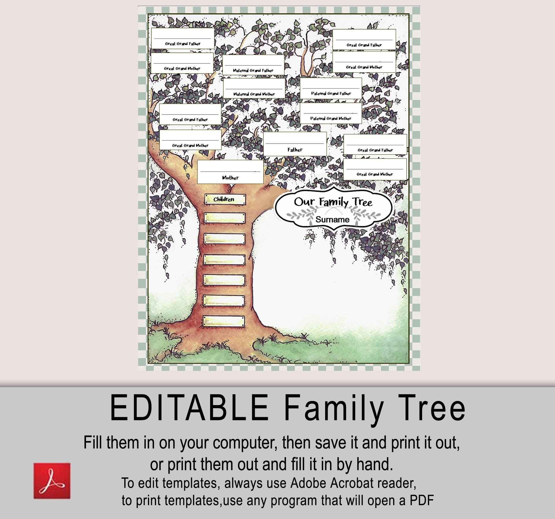 EDITABLE Family Tree Download and Print Easily Create Your Family Tree ...