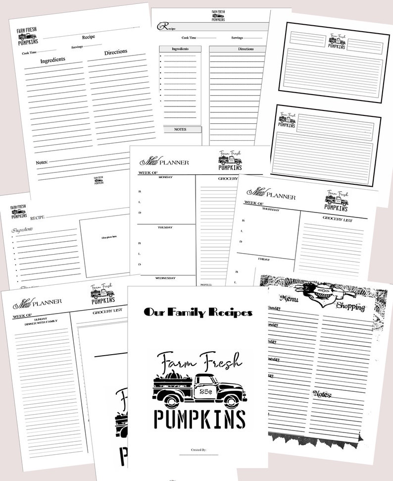 Farmhouse Recipe Book, Download and Print - Etsy