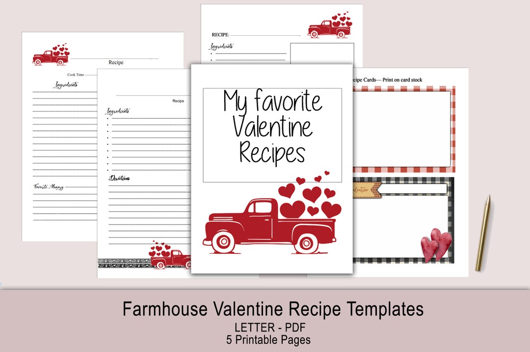 Farmhouse Valentine Recipe Templates INSTANT DOWNLOAD - Etsy