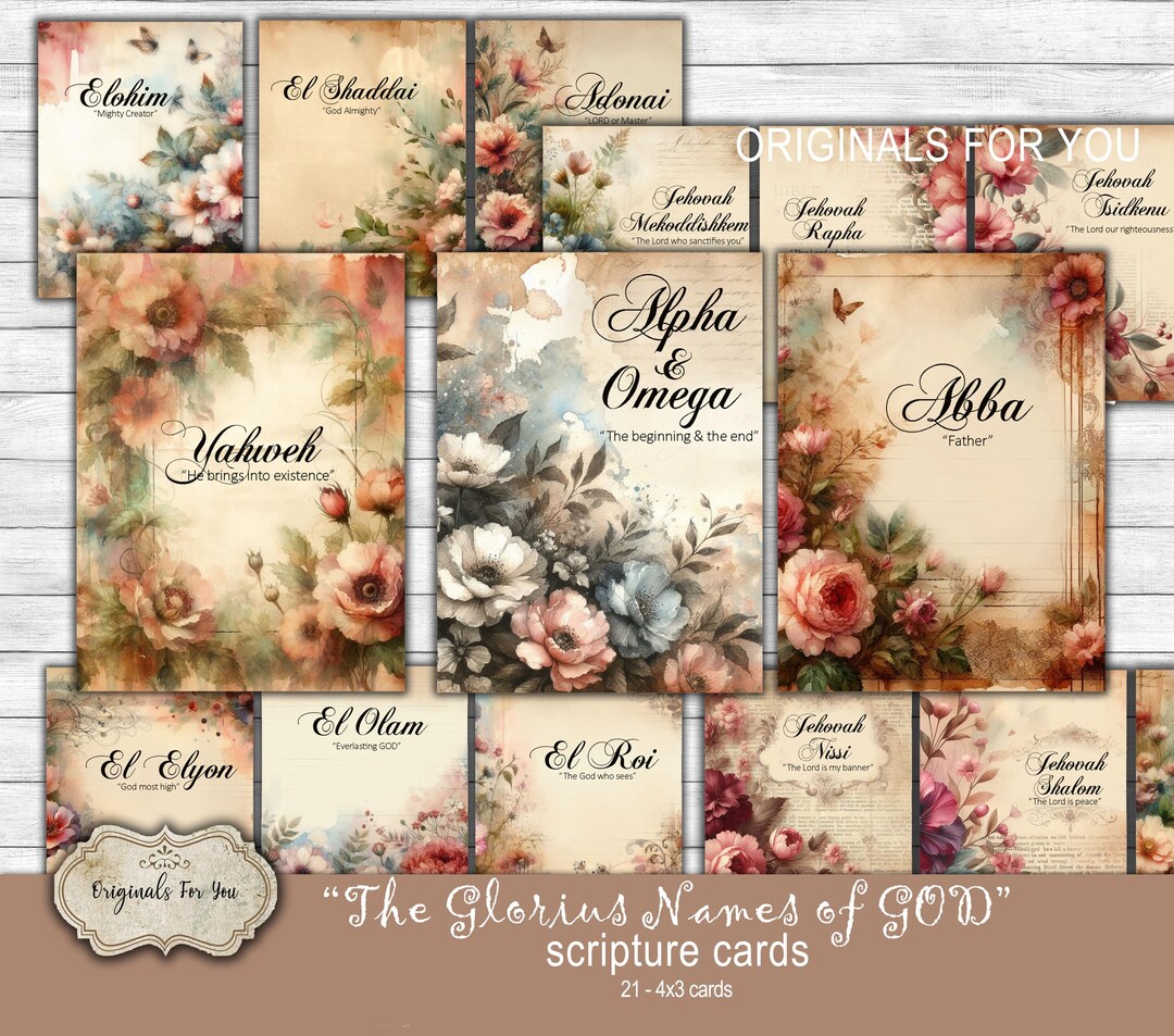 The Glorious Wonderful Names of God-christian Printable Scripture CARDS ...