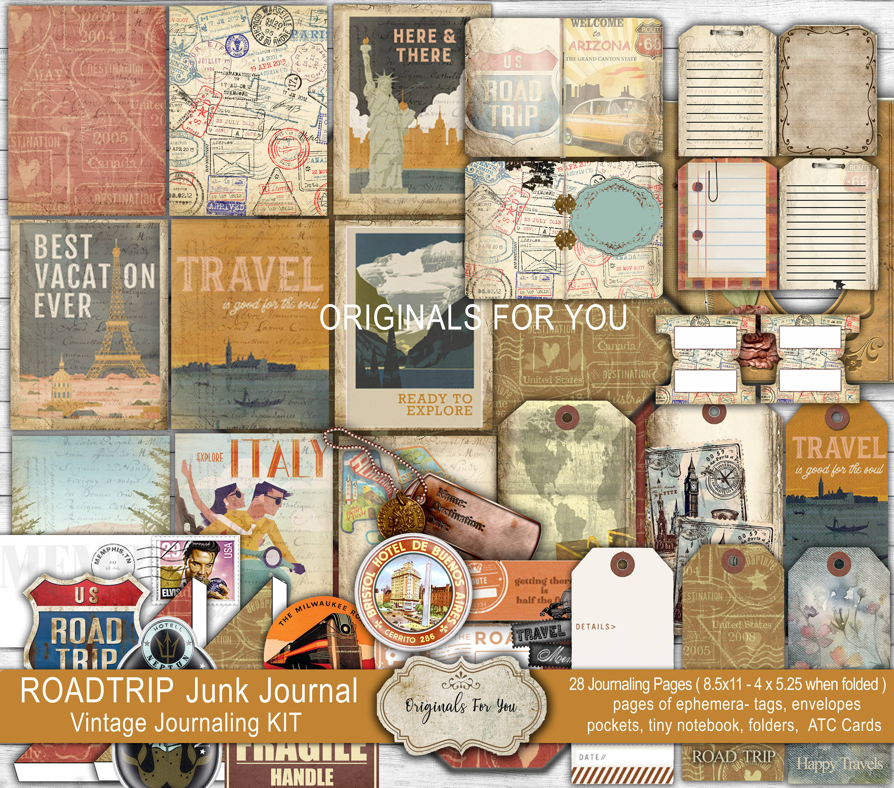 Junk Journal, Shabby, Travel Kit, Road Trip, Camper, RV, Vintage ...