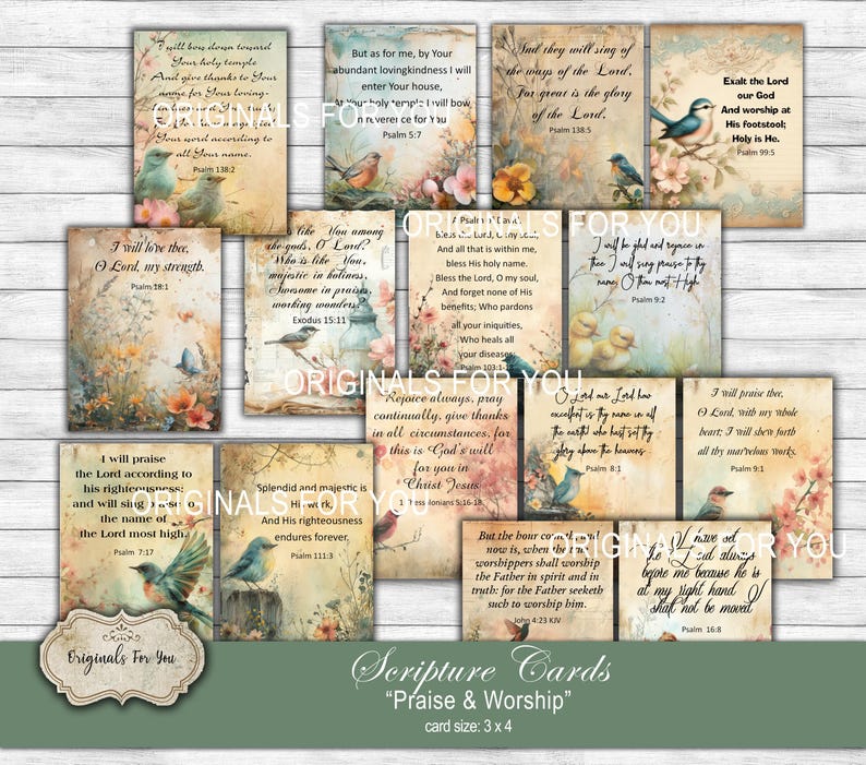 SHABBY CHIC Christian Printable Scripture Cards on "praise & Worship ...