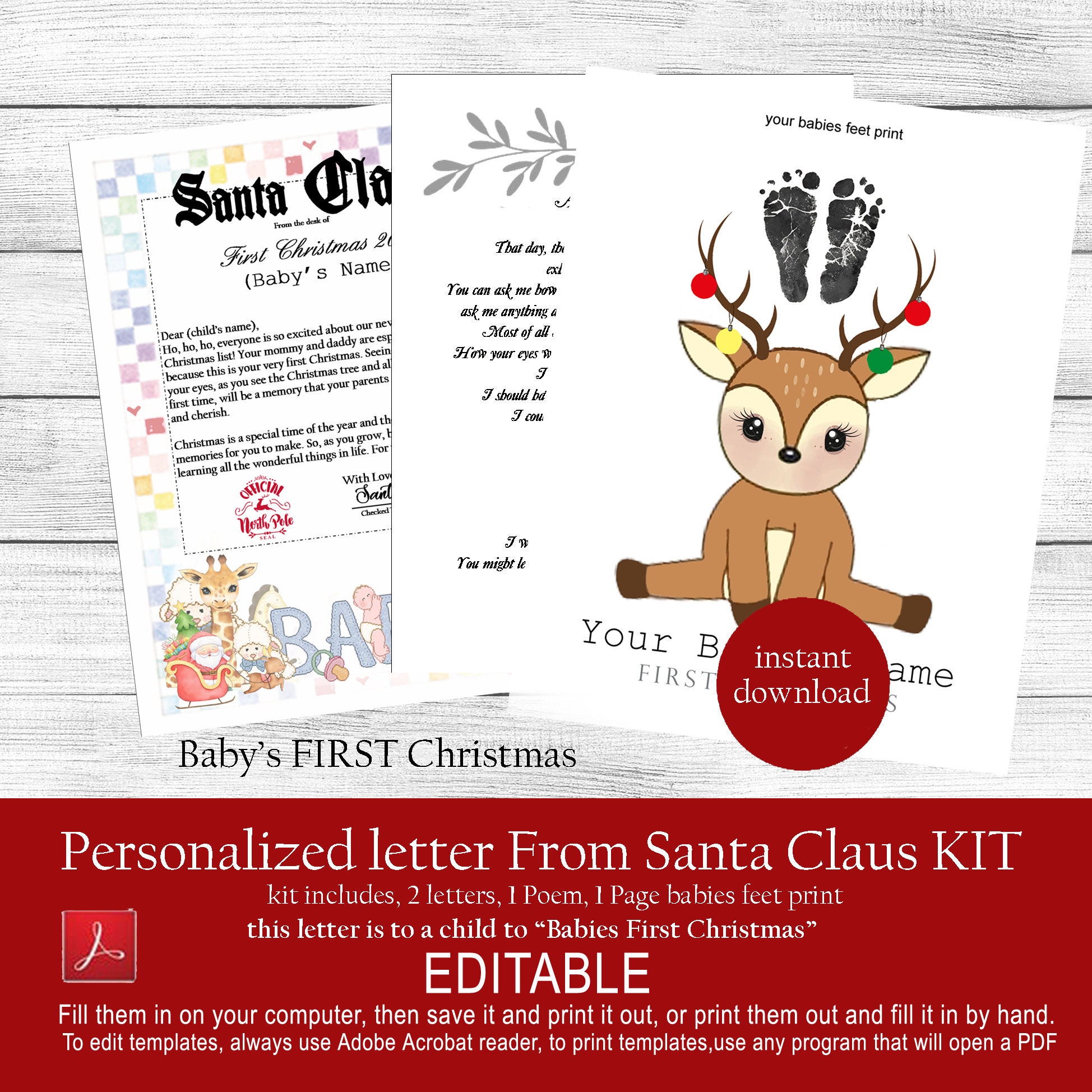PERSONALIZED Letter From Santa, Baby's First Christmas, Christmas Santa ...