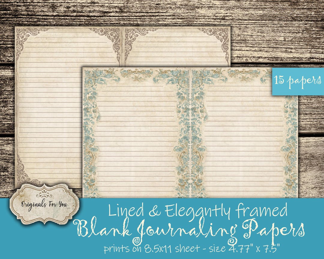 LINED & ELEGANTLY FRAMED Blank Journaling Papers, Journal Pages ...