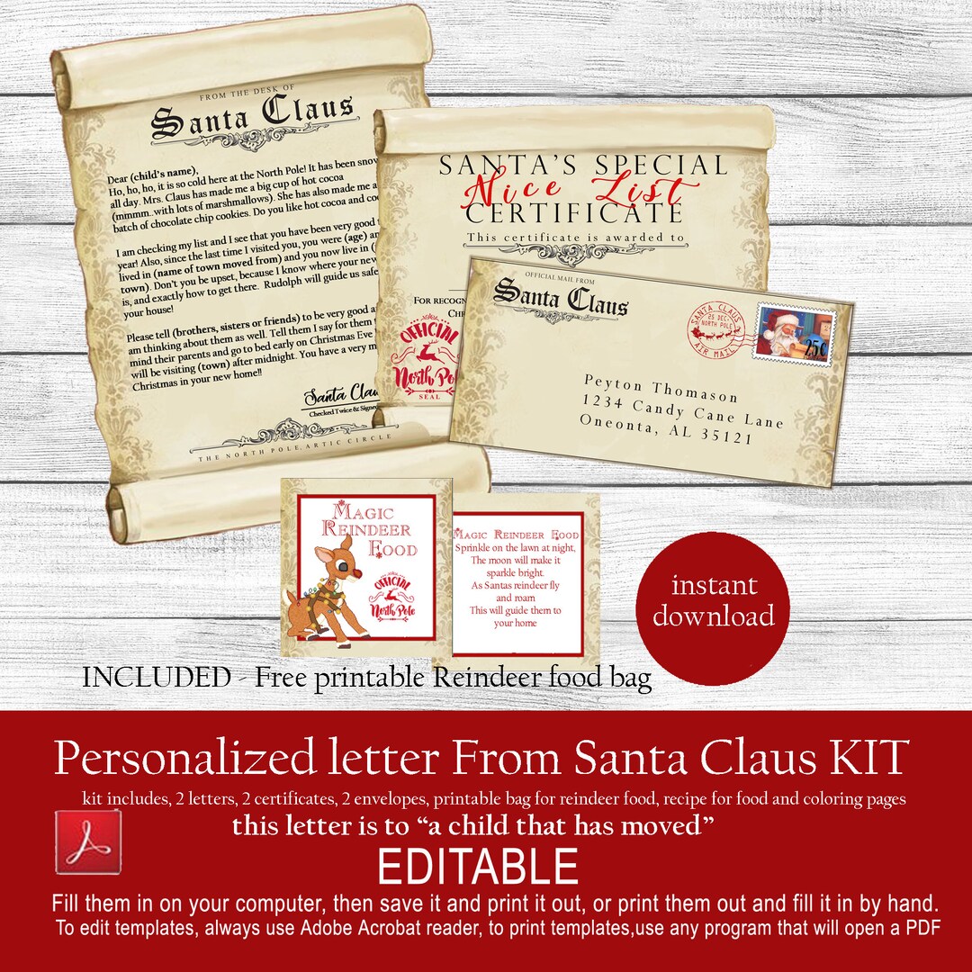 PERSONALIZED Letter From Santa, Nice List Certificate, Christmas Santa ...