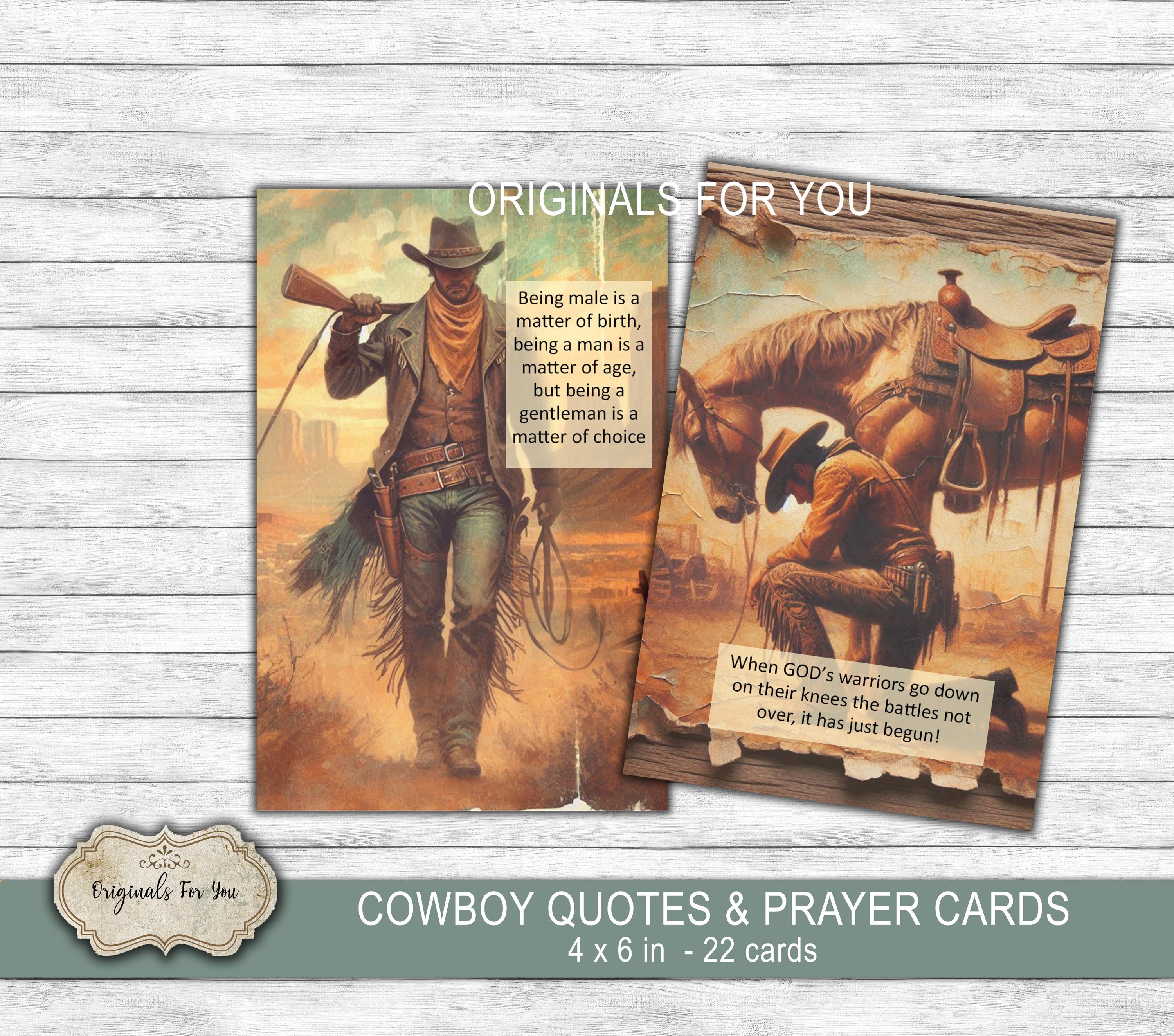 COWBOY QUOTES & PRAYER Cards for Men, Equestrian Christian Printable ...