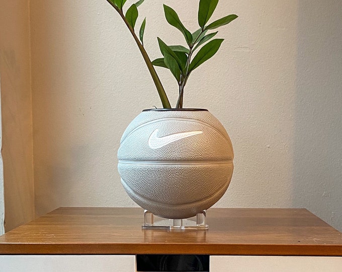 Grey & White Mini Basketball Planter - Etsy