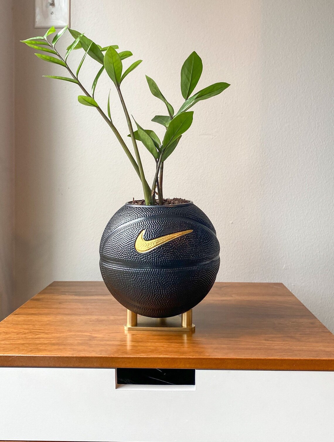 Black/gold Mini Basketball Planter - Etsy