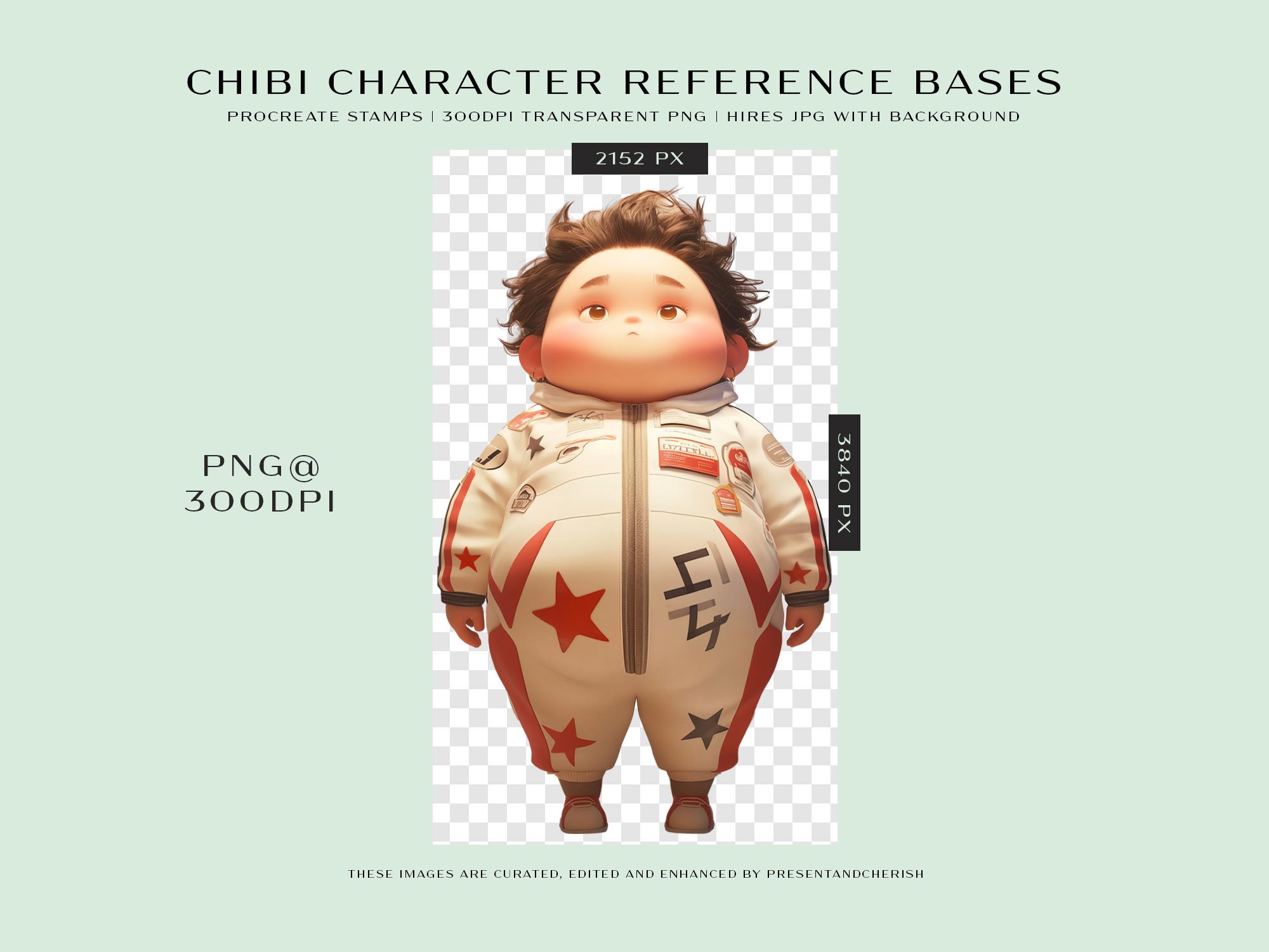 36 Chibi Character Reference Bases Procreate 3D Style Stamps 300dpi ...
