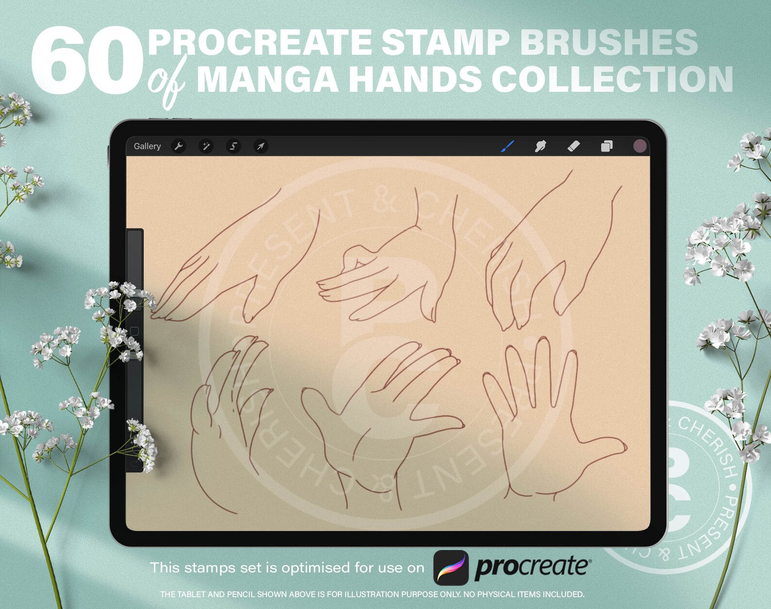 60 Procreate Hand Stamp Brushes Collection. Manga Chibi Hands | Etsy