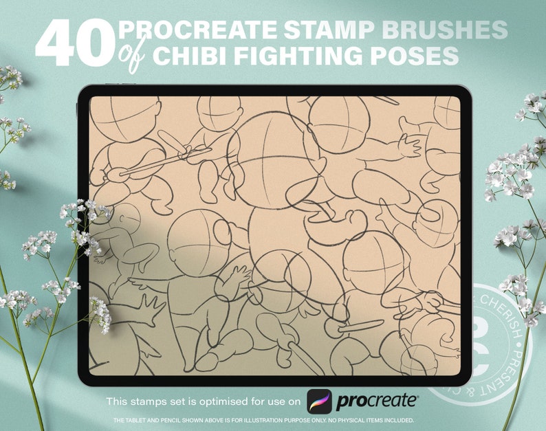 40 Chibi Procreate Fighting Poses Stamps Brushes. Cute Anime - Etsy