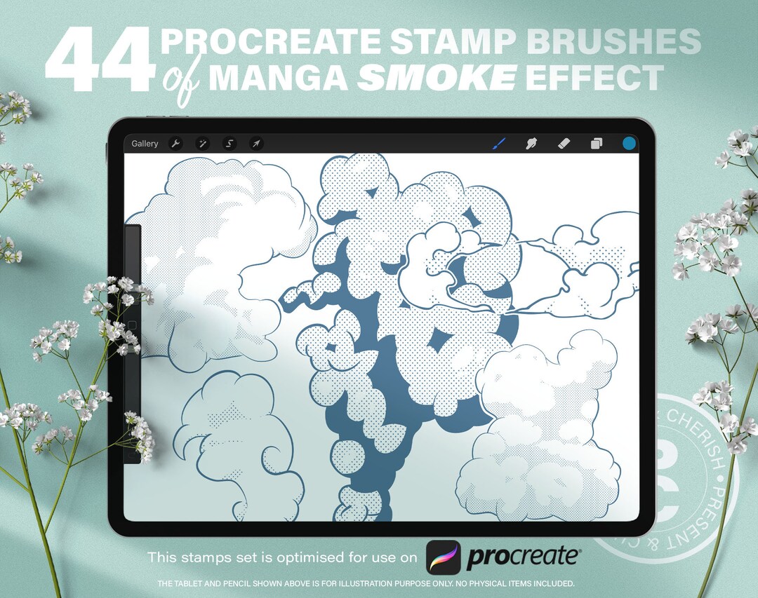 44 Manga Smoke Effect Stamps. Procreate Stamp Brushes OF 2D Smoke FX ...