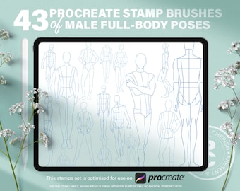 40 Procreate Large Male Full Body Poses Stamps Brushes. Fat Overweight ...