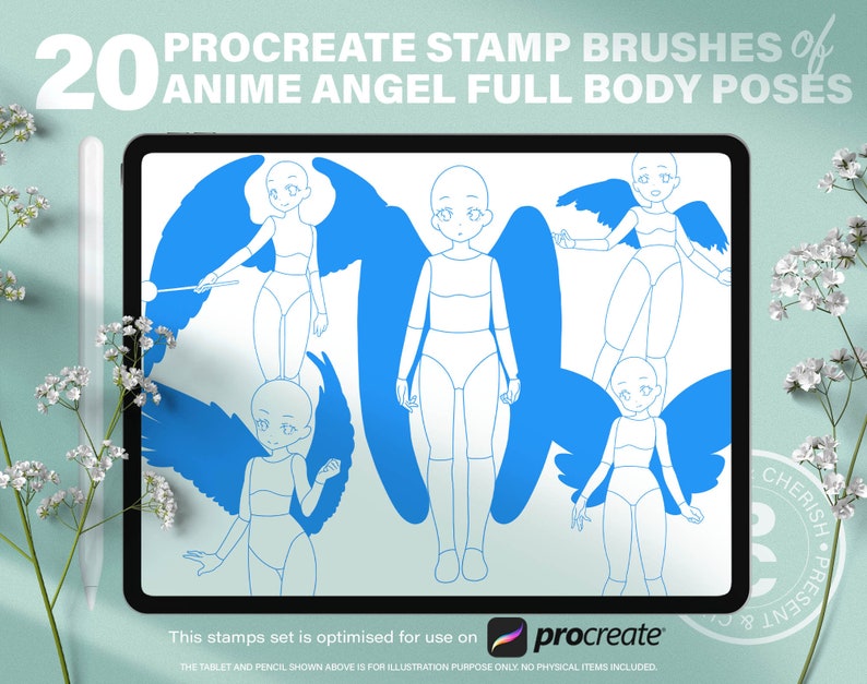 20 Procreate Anime Angels Stamps Brushes. Fantasy Manga Angel - Etsy